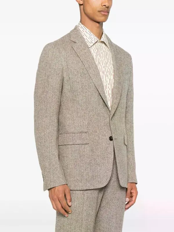 FURSAC Virgin Wool Single-breasted Blazer - Brown