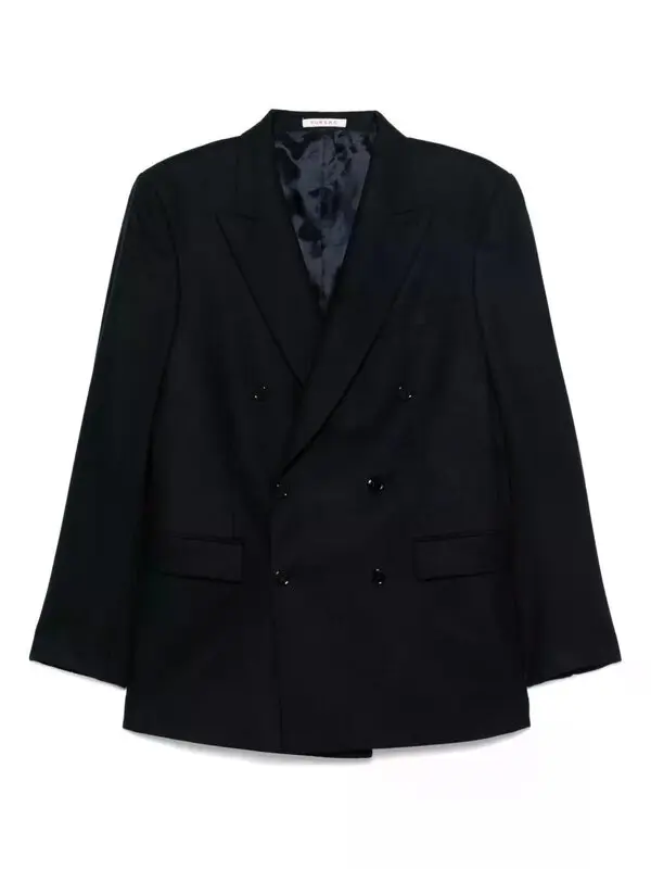 FURSAC Virgin Wool Double-breasted Blazer - Blue