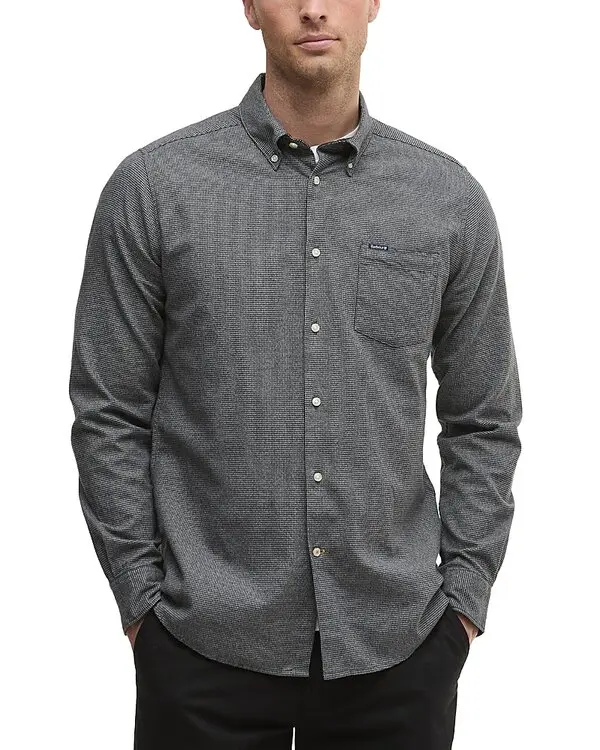 Barbour Turner Tailored Fit Houndstooth Shirt - Grey Marl