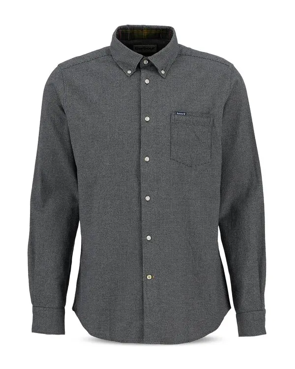 Barbour Turner Tailored Fit Houndstooth Shirt - Grey Marl