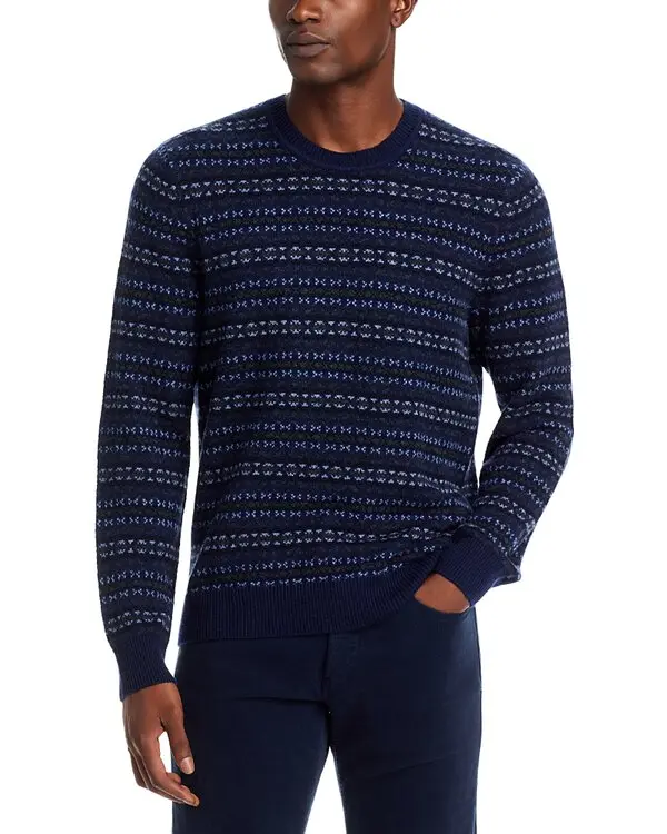 Bloomingdale'S Fair Isle Stripe Cashmere Sweater Exclusive - Navy Multi