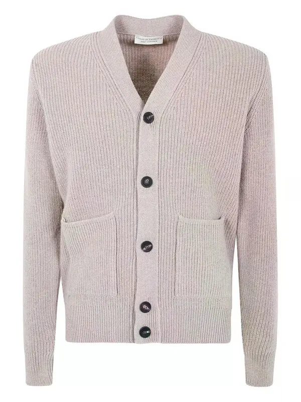 FILIPPO DE LAURENTIIS V-neck Wool Cardigan - Neutrals