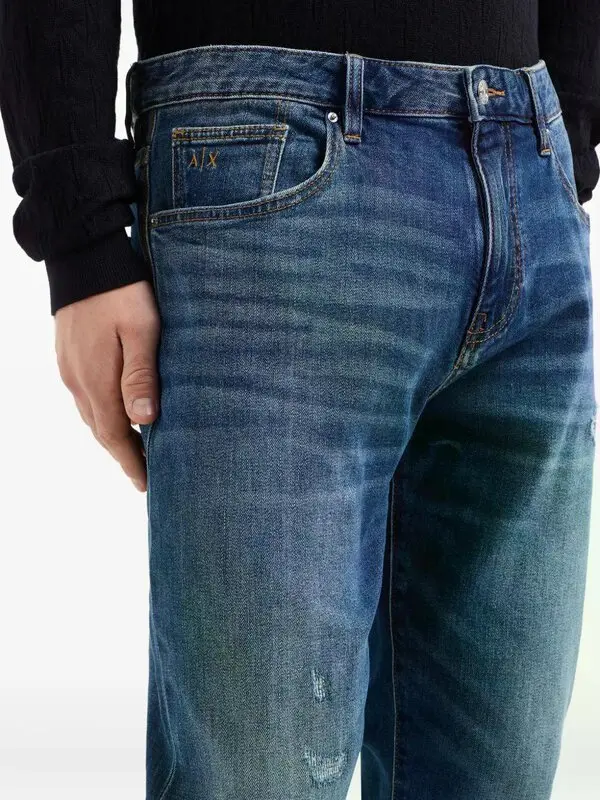 Armani Exchange Distressed Five-pocket Jeans