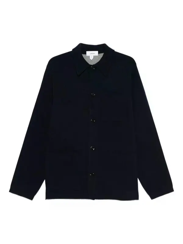 LARDINI Patch-pocket Button Cardigan - Blue