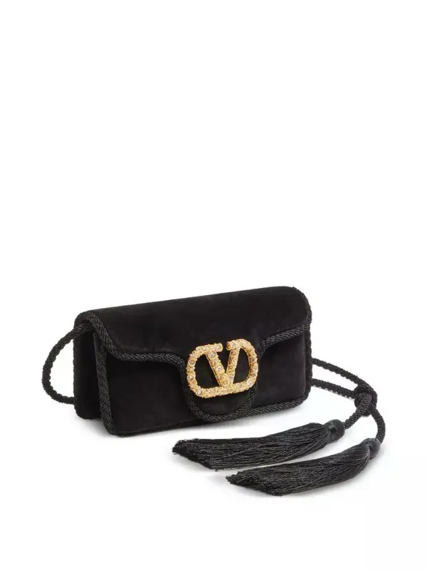 Valentino Garavani Locò Velvet Clutch With Jewel Logo
