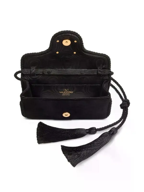 Valentino Garavani Locò Velvet Clutch With Jewel Logo