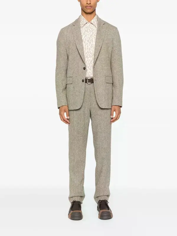 FURSAC Virgin Wool Single-breasted Blazer - Brown