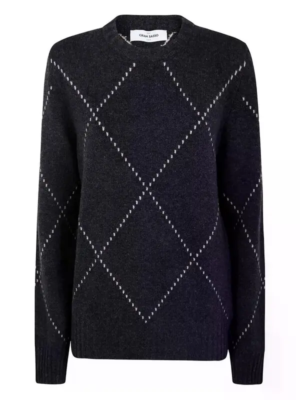 GRAN SASSO Diamond-pattern Wool Sweater - Black