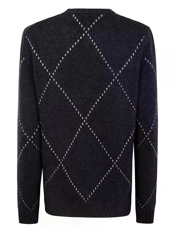 GRAN SASSO Diamond-pattern Wool Sweater - Black