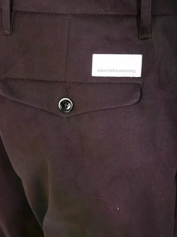 NINE:INTHE:MORNING Button-fastening Cotton Trousers - Brown