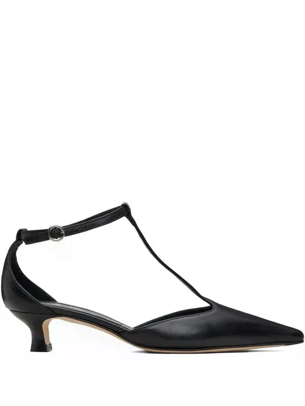 AeydĒ Leather T-bar Pumps - Black