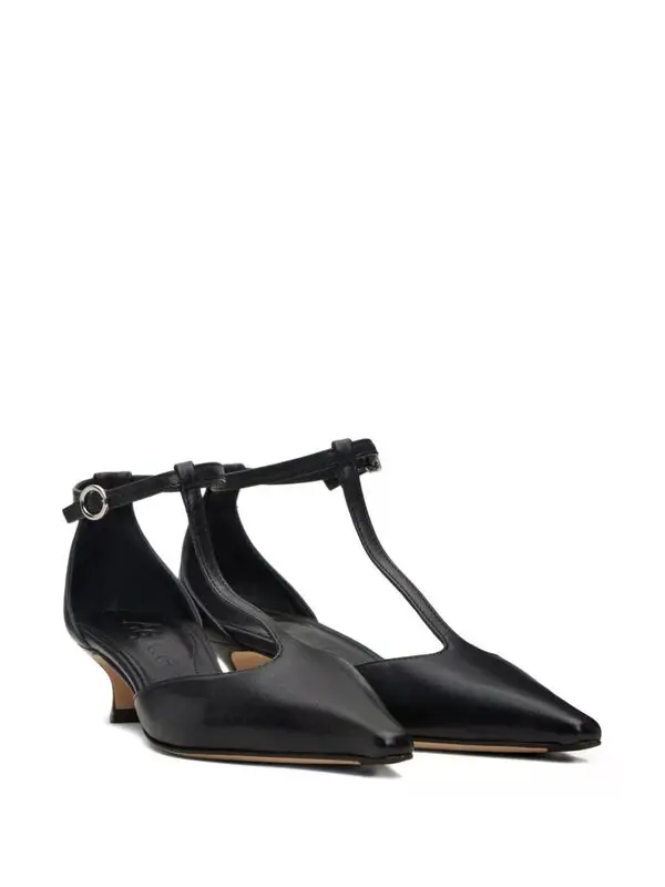 AeydĒ Leather T-bar Pumps - Black