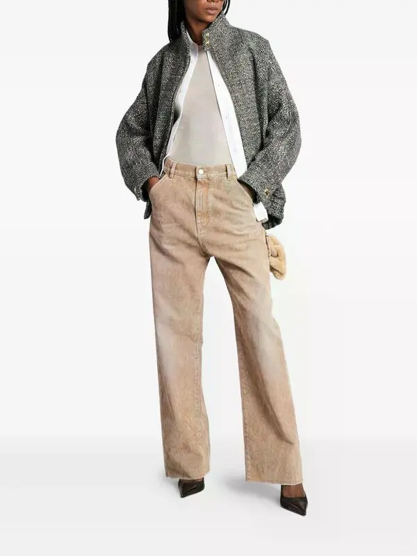 DARKPARK Bleached Wide-leg Jeans With Side Embellishment