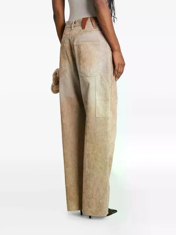 DARKPARK Bleached Wide-leg Jeans With Side Embellishment