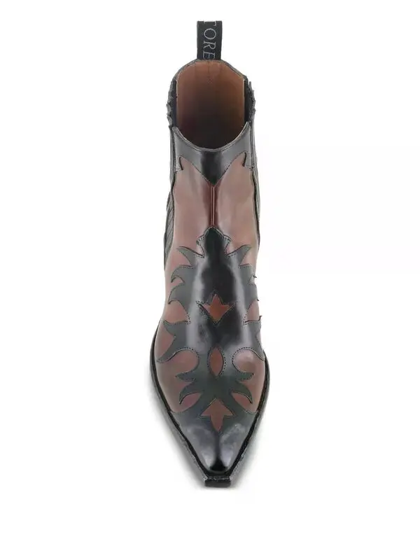 Sartore Leather Flame-pattern Boots - Brown