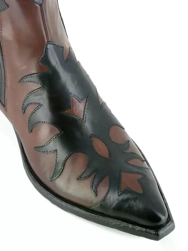 Sartore Leather Flame-pattern Boots - Brown