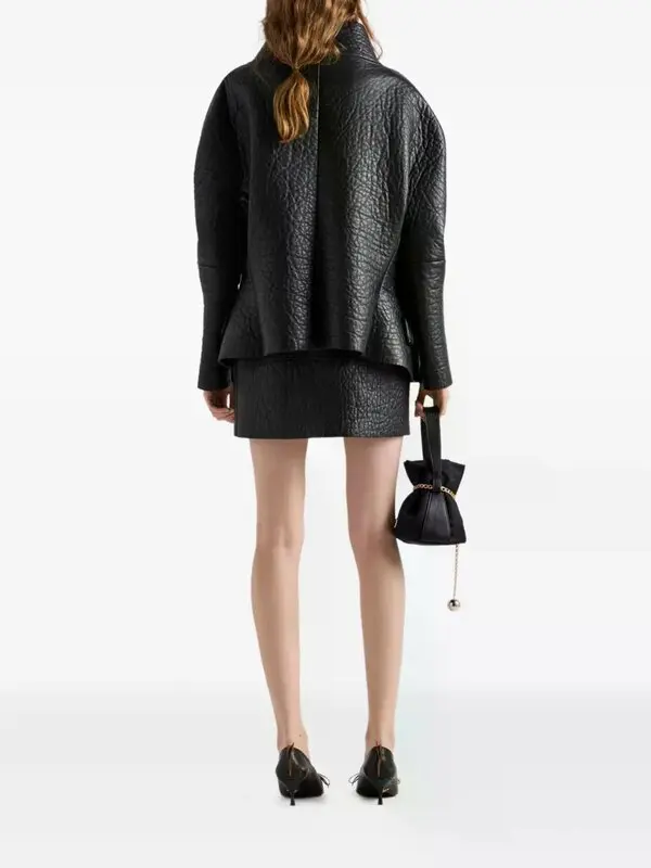 Prada Nappa Leather Jacket With Scarf Collar