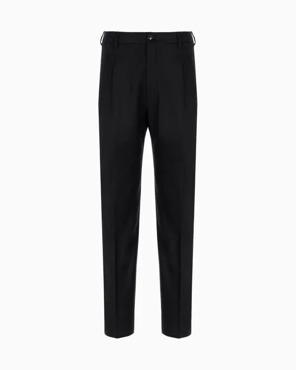 Giorgio Armani Virgin Wool And Cashmere Slim-fit Trousers - Black