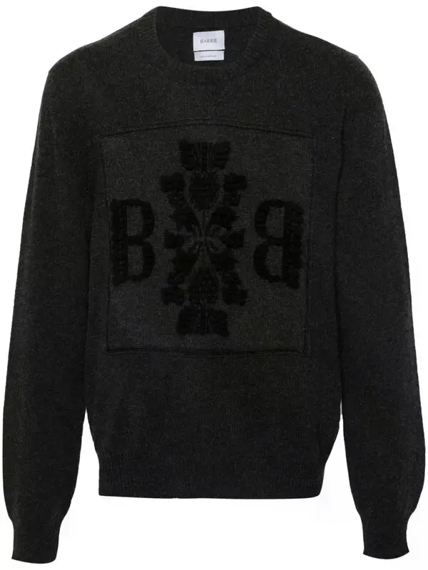 BARRIE 3d Logo Cashmere Jumper - Grey