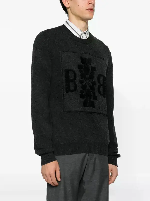 BARRIE 3d Logo Cashmere Jumper - Grey