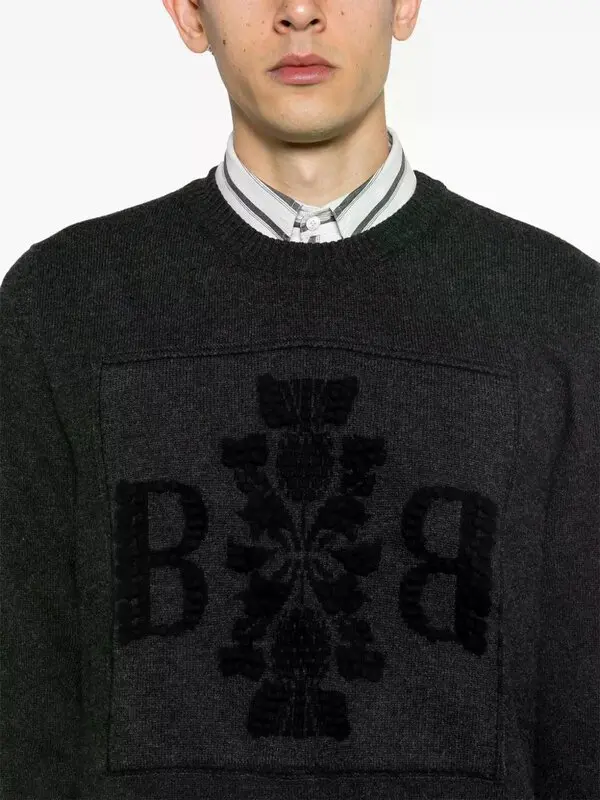 BARRIE 3d Logo Cashmere Jumper - Grey