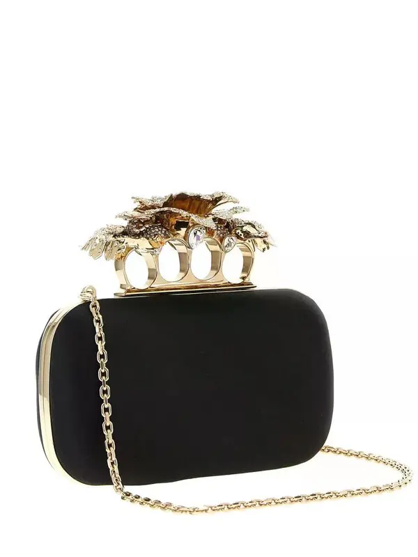 Alexander McQueen Carnation Knuckle Clutch - Black