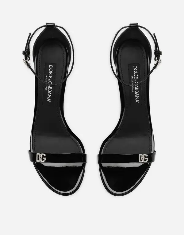 Dolce & Gabbana Patent Leather Sandals With Dg Logo