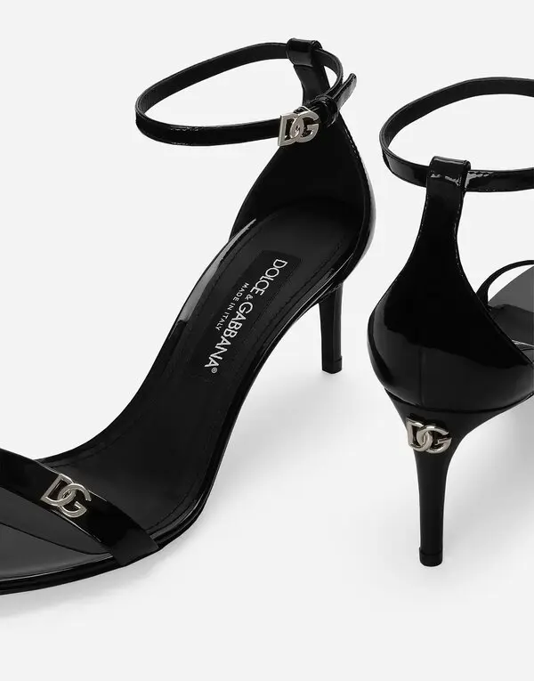 Dolce & Gabbana Patent Leather Sandals With Dg Logo