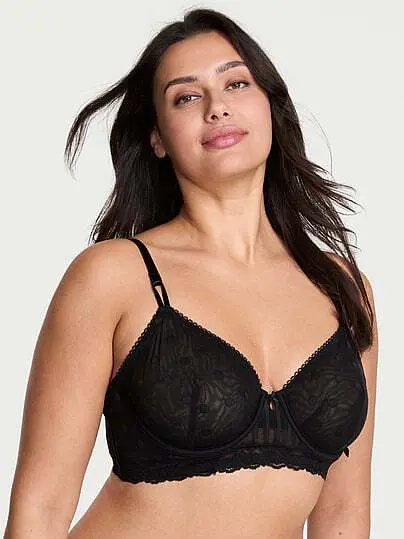 Victoria's Secret Sexy Tee Sheer Heritage Unlined Demi Bra Top - Black