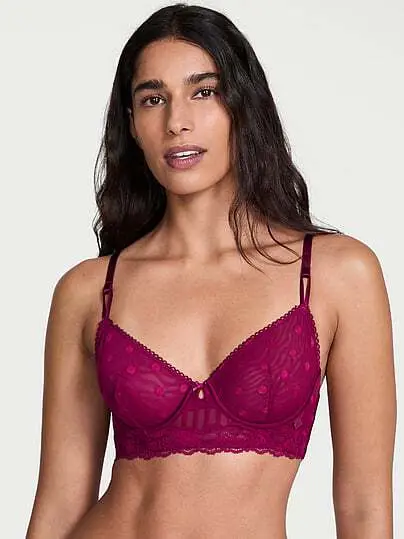 Victoria's Secret Sexy Tee Sheer Heritage Unlined Demi Bra Top - Pink