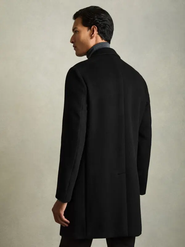 REISS Gable Wool-blend Overcoat - Black