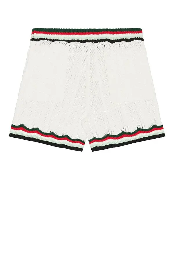 Casablanca Chevron Faux Crochet Shorts - White