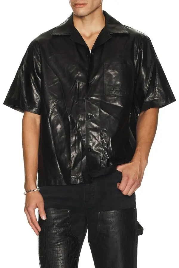 Amiri Lightweight Leather Camp Shirt