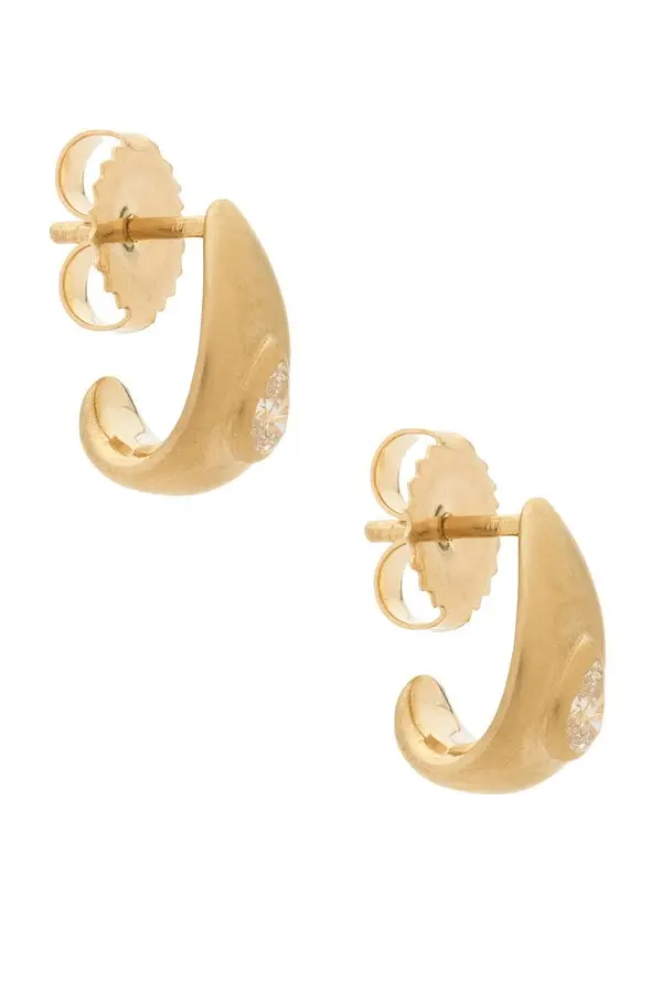 LOGAN HOLLOWELL Water Drop Diamond Baby Tusk Earrings - Gold