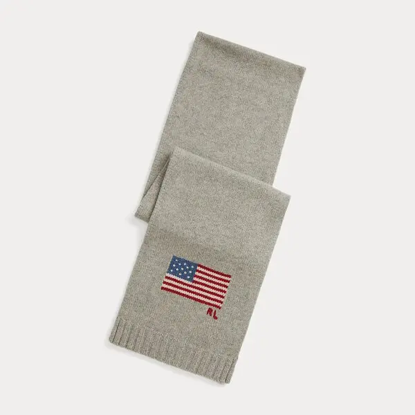 Ralph Lauren Flag Knit Wool-blend Scarf - Andover Heather