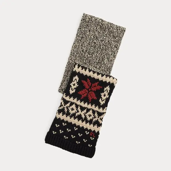 Ralph Lauren Snowflake Marled Wool-blend Scarf - Black/red/cream