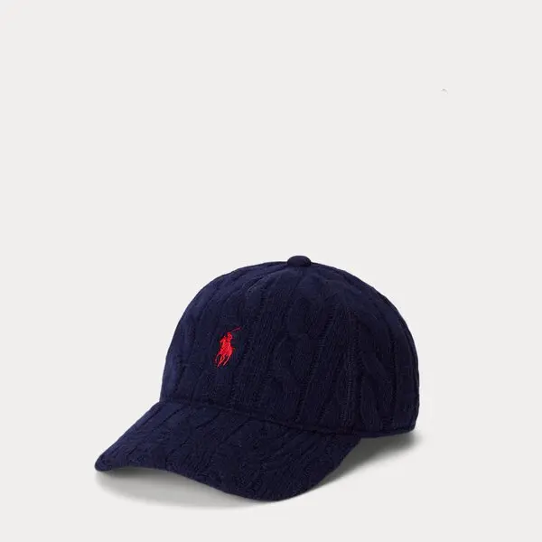 Ralph Lauren Cable-knit Wool-blend Ball Cap - Newport Navy