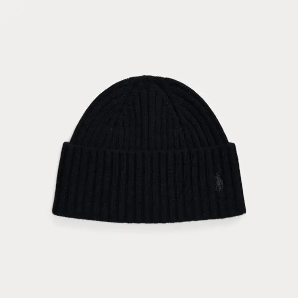 Ralph Lauren Merino Wool Rib-knit Watch Cap - Polo Black
