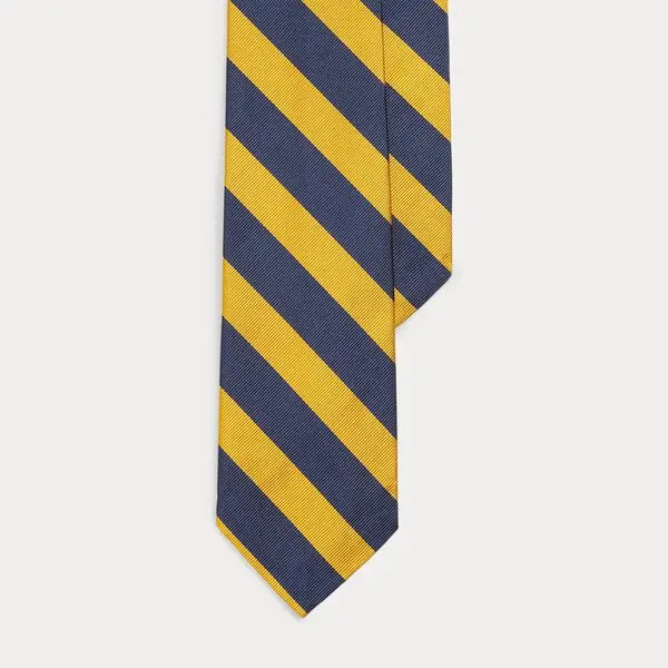 Ralph Lauren Striped Silk Repp Narrow Tie - Navy/gold