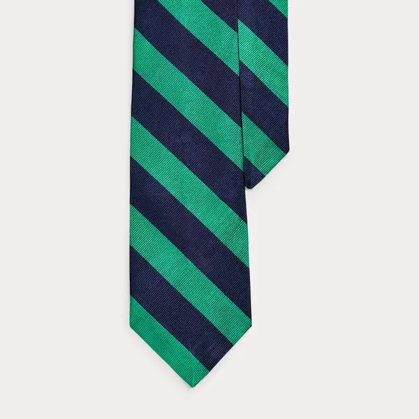 Ralph Lauren Striped Silk Repp Narrow Tie - Navy/green