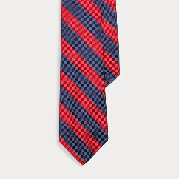 Ralph Lauren Striped Silk Repp Narrow Tie - Navy/red