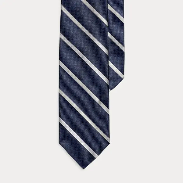Ralph Lauren Striped Silk Repp Narrow Tie - Navy/white