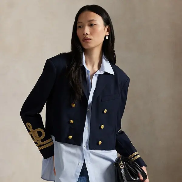 Ralph Lauren Double-breasted Cropped Wool Jacket
