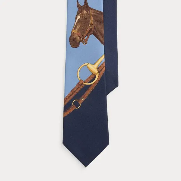 Ralph Lauren Equestrian-print Neck Tie - Navy