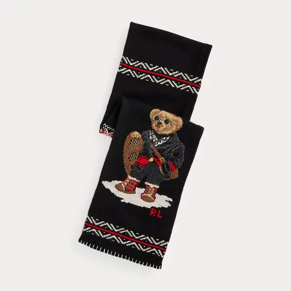 Ralph Lauren Polo Bear Intarsia-knit Scarf - Black Multi