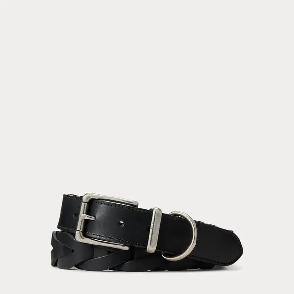 Ralph Lauren Woven Leather Belt - Black