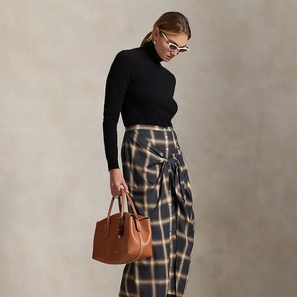 Ralph Lauren Plaid Tie-front Skirt