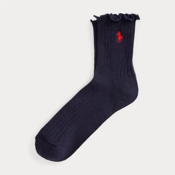 Ralph Lauren Ruffled-cuff Ankle Socks - Navy