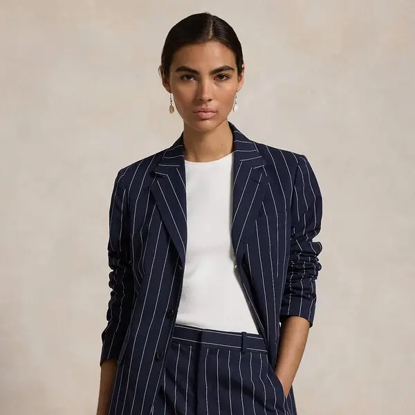 Ralph Lauren Pinstripe Single-breasted Blazer - Navy/cream