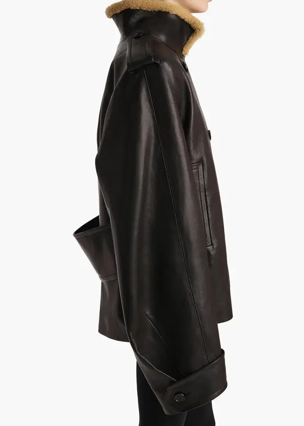 Khaite Dean Leather Jacket With Shearling